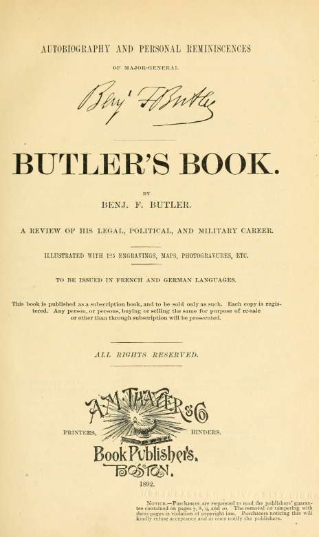 Butler. "Butler's Book."